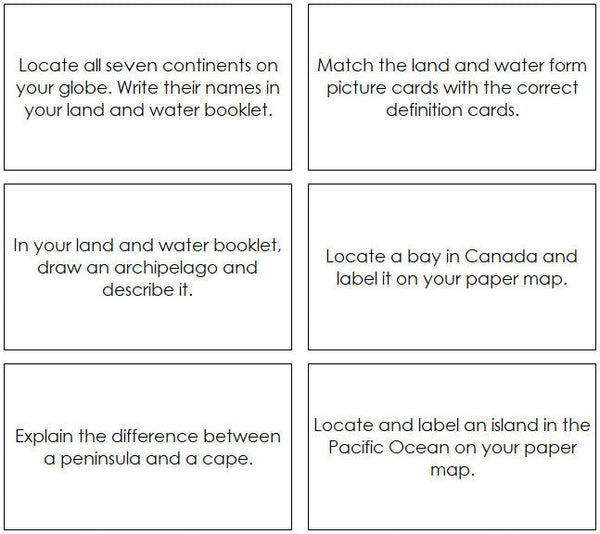 Land & Water Form Command Cards - Montessori Print Shop